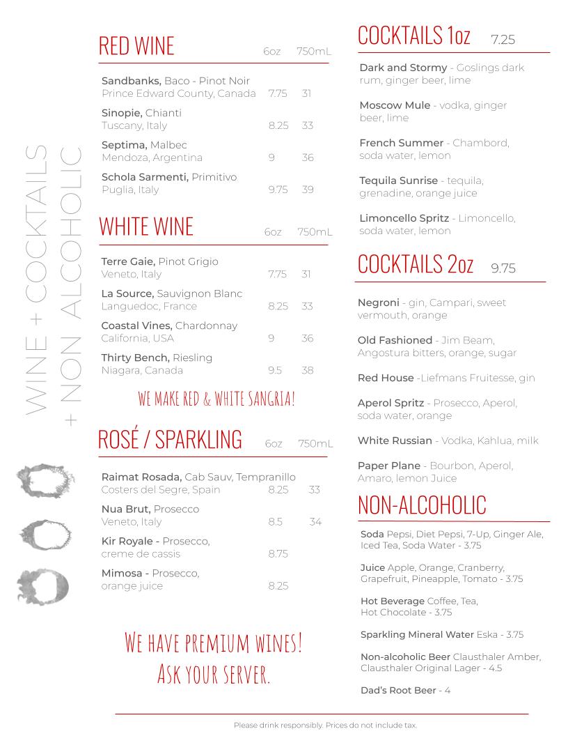 Drinks | Red House Downtown